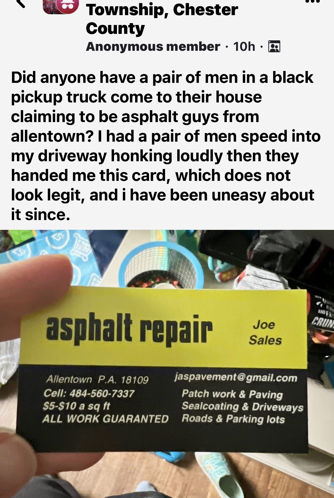 extra, extra! it’s time for fake contractor types again ...